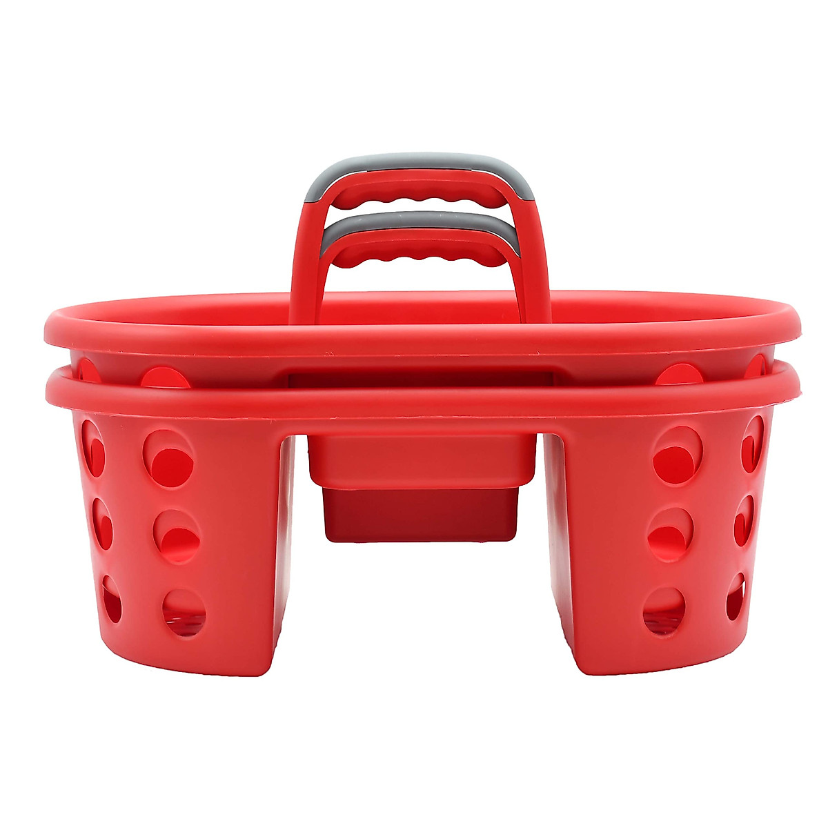 SIMPLYKLEEN Shower Caddy with Handle 2-Pack Plastic Bathroom Storage Organizer, Red Made in the USA