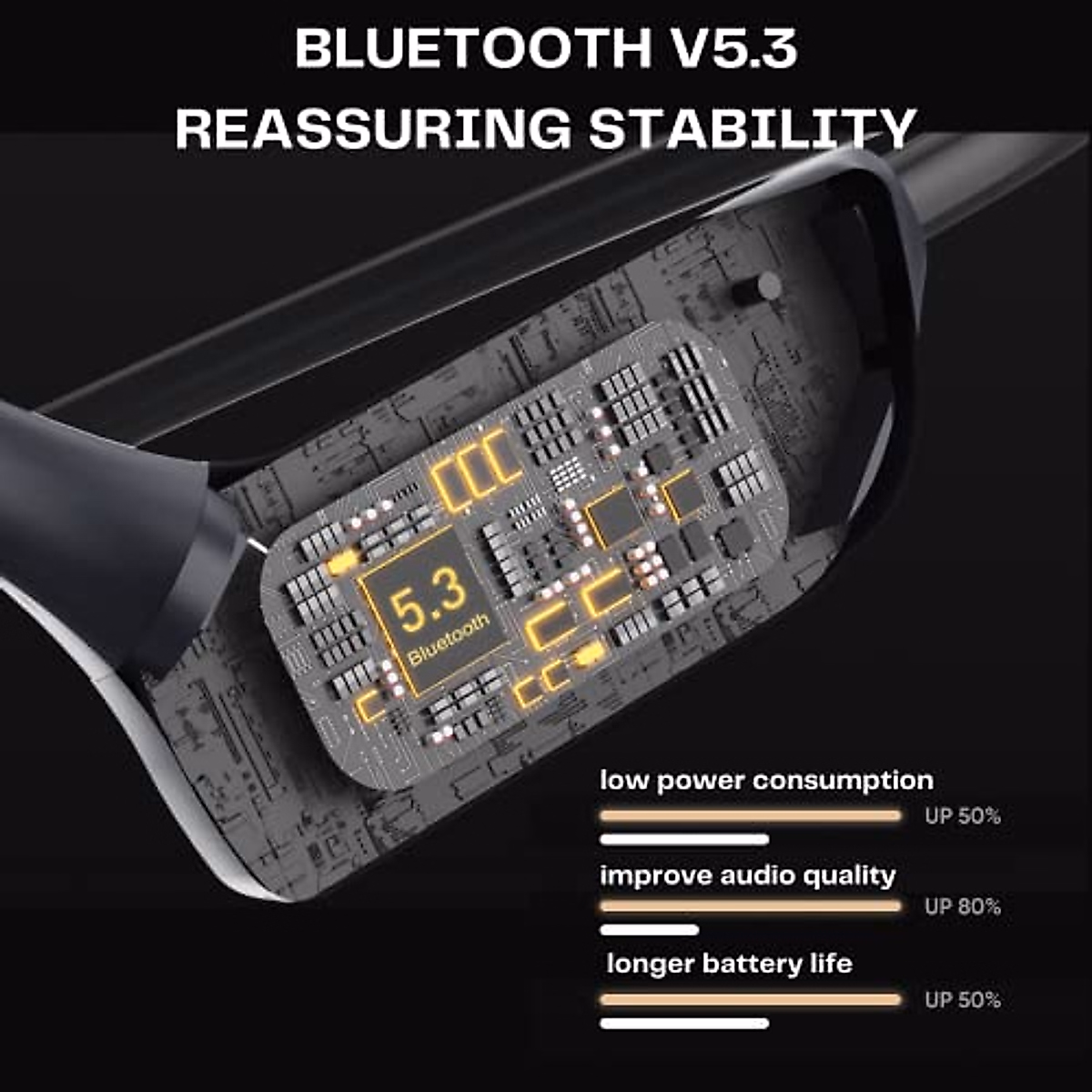 Bone Conduction Headphones Bluetooth, 4-Speakers Open Air Conduction Wireless Headsets,IPX6 Conducting Earphones with mic,8 Hours Playtime for Running, Cycling, Driving, Sports, Workout,and Gym Black