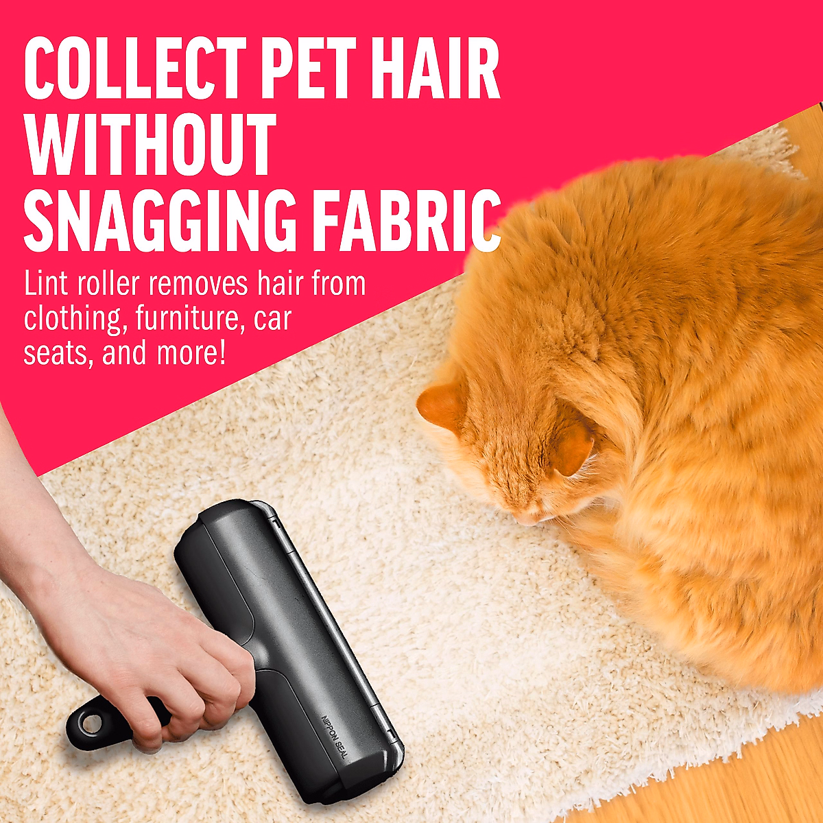 Chom Chom Roller Pet Hair Remover and Reusable Lint Roller - Black ChomChom Cat and Dog Hair Remover for Furniture, Couch, Carpet, Clothing and Bedding - Portable, Multi-Surface Fur Removal Tool