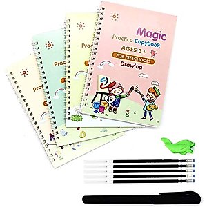 Magic Practice Copybook for Kids, Number Tracing Book for Preschoolers, Magic Calligraphy Copybook Set Practical Reusable Writing Tool for Kid Calligraphic Letter Writing Drawing Mathematics