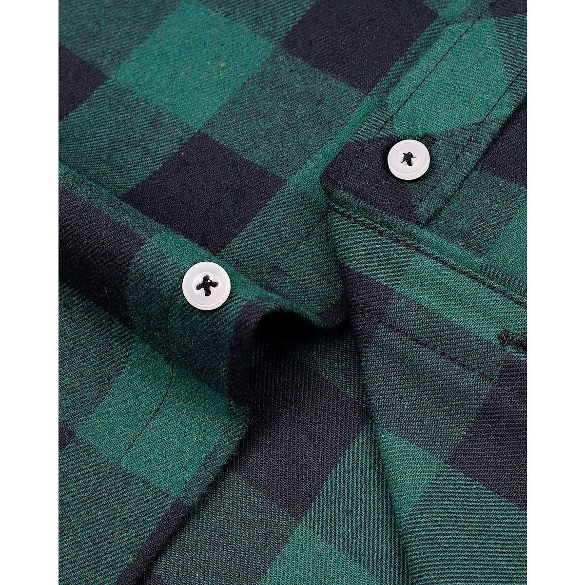 Alimens & Gentle Men's Button Down Regular Fit Long Sleeve Plaid Flannel Casual Shirts - Color: Green, Size: Large