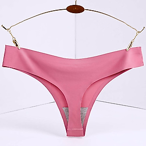 Closecret Lingerie Women 6 Pack Seamless Thongs Underwear Ice Silk Comfy G-string Panties (Medium, 6 Colors)