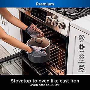 Ninja C30465 Foodi NeverStick Premium 6.5-Quart Stock Pot with Glass Lid, Hard-Anodized, Nonstick, Durable & Oven Safe to 500°F, Slate Grey