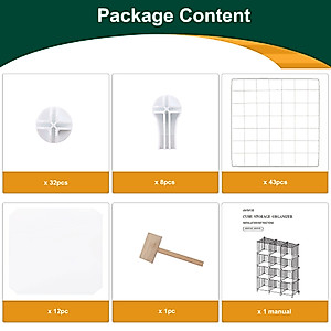 AWTATOS Wire Cube Storage Organizer, Closet Organizers and Storage, Metal 12 Cube Storage Shelves Bookshelf, Portable Closet Clothes Organizer for Bedroom, Home, Office, White