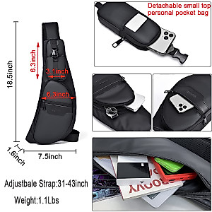 CAISANG Sling bag Chest Shoulder Backpack Crossbody Fanny Pack for Men Waterproof Personal Flex Bag for Travel Camping Outdoor Tactical Daypack