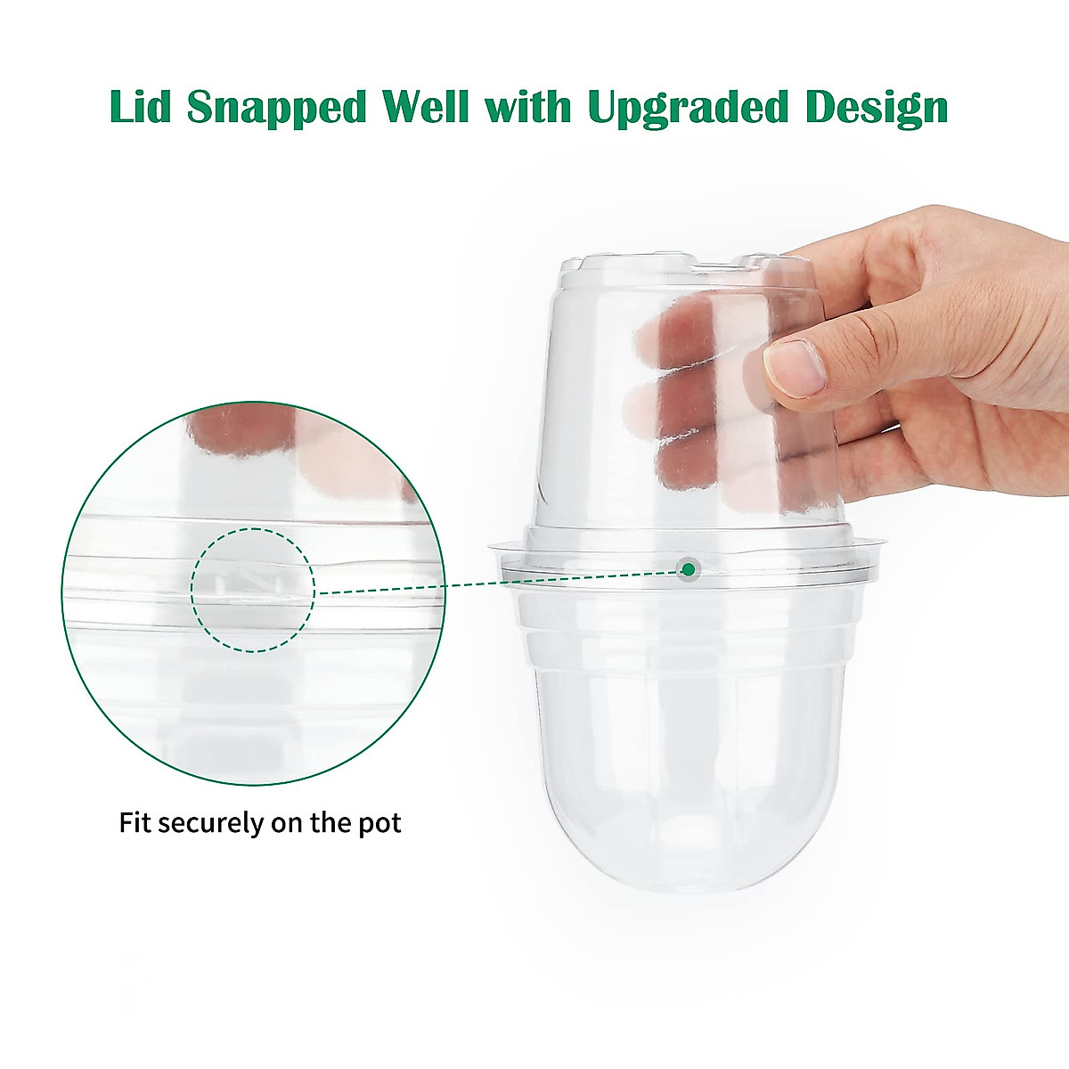 KINGLAKE 32 Pcs 4" Clear Plastic Plants Nursery Pots with Humidity Dome Seedlings Flower Plant Container Seed Starting Pots with 10 Pcs Plant Labels