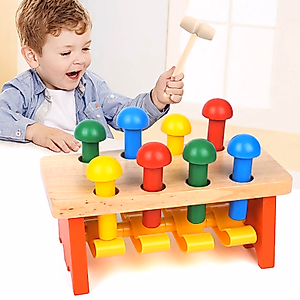 WUWEOT 60 Pack Mini Wooden Hammer Mallet, 5.6" Pounding Toy Educational Tool for Kids Boys Girls, Ideal for Cracking Seafood and Chocolate