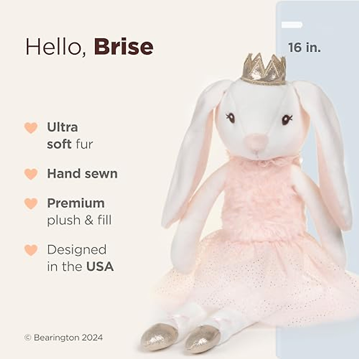 Bearington Brise The Ballerina Bunny Stuffed Animal, 16 Inch Plush Bunny