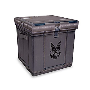 Ukonic Halo Ammo Crate 15-Inch Storage Bin Cube Organizer with Lid and Handles | Cubby for Closet, Shelves, Toys | Fabric Basket Container, Home Decor for Playroom | Video Game Gifts and Collectibles