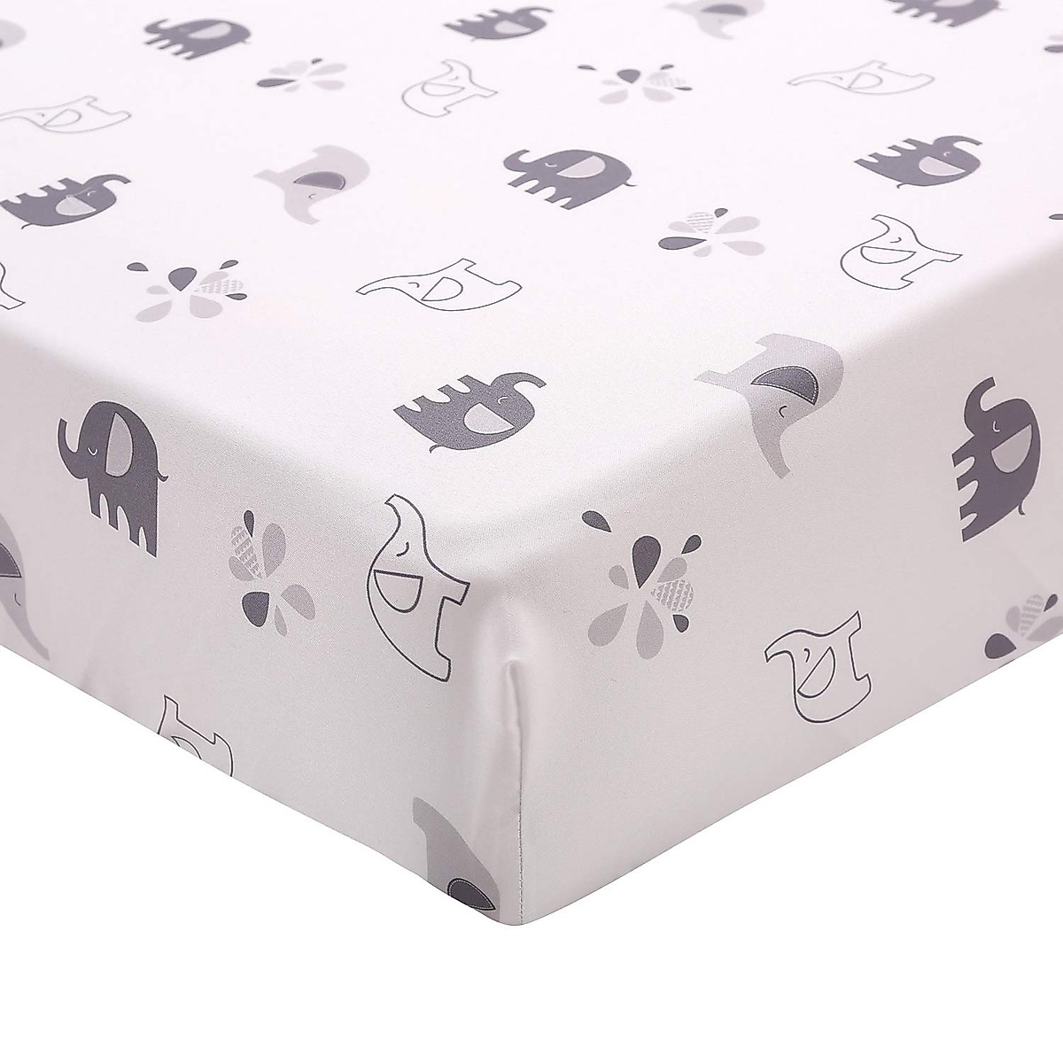 Brandream Playful Elephant Baby Crib Bedding Set for Boy, Girl and Unisex Nursery - Baby Quilt, Fitted Crib Sheet, Crib Skirt Included, 3 Pieces Grey & Mint