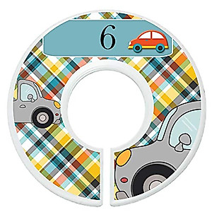 Mumsy Goose Baby Boy Clothes Dividers Nursery Closet Dividers Cars and Trucks (Sizes 2t - 7(6 Rings))