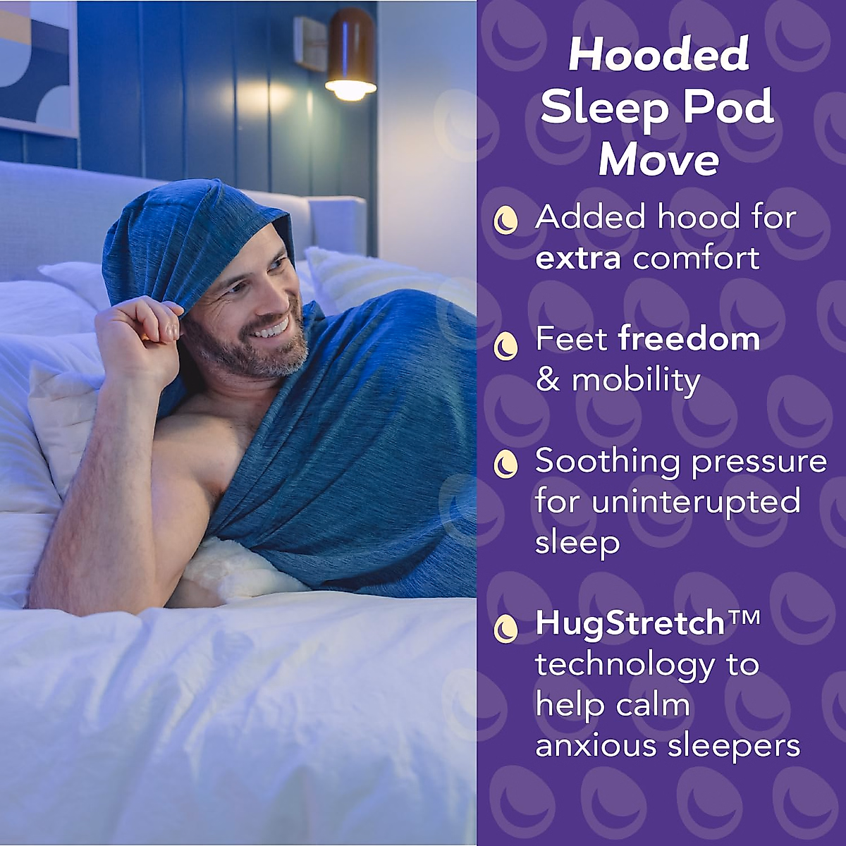 Hug Sleep Hooded Sleep Pod Move, Wearable Blanket with Comfy Hoodie, Weighted Blanket Alt From Shark Tank, Cooling Sensory, Machine Washable Cozy Blankets, Adult, Kids or Teens Gift, Turquoise, Medium