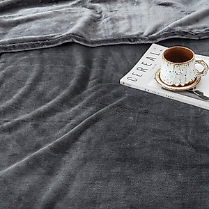 MOONLIGHT20015 Fleece Blanket Twin Size - Super Soft Cool Fuzzy Dark Grey Throw Blanket for Couch and Sofa - Lightweight Luxury 400 GSM Microfiber Fluffy Bed Blankets and Throws, 60 x 80 Inches (Twin)