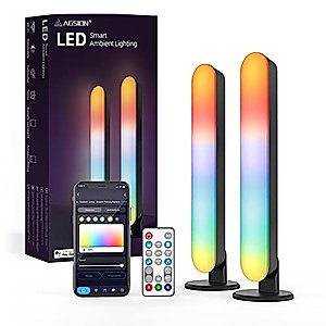 Smart LED Light Bars 2 PCS, Light Bar Dimmable Color Changing with Music Sync, Ambient Lighting Compatible with Alexa and Google Assistant, Gaming Lights with WiFi APP
