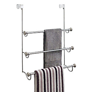 iDesign Over the Door Towel Rack, The York Collection, 1.5” x 7” x 22.8”, Brushed Nickel