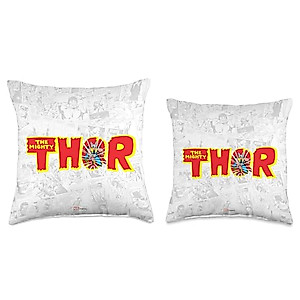 Marvel Mighty Thor Retro Comic Book Throw Pillow, 18x18, Multicolor