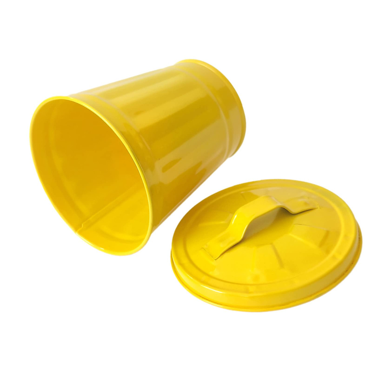 AITING Mini Trash can & Iron Garbage can Pencil Cup Holder 2pcs (Yellow)