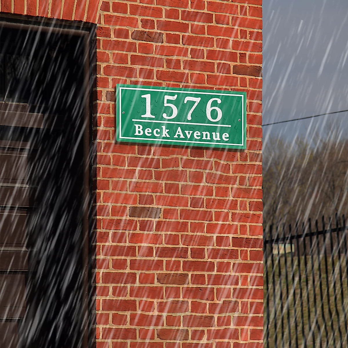 Personalized Reflective Address Plaque, Custom Aluminum House Number Sign with Two Screw, Address Sign for Outside Home, Street, House, 12.5"L x 5.5"H (Black or Green)