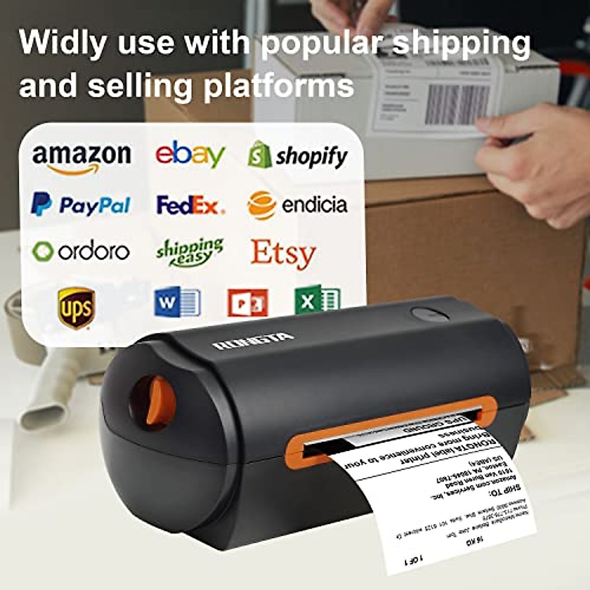 Rongta RP422 Thermal Shipping Label Printer, Desktop 4x6 Label Printer, Thermal Label Maker Compatible with Etsy, Shopify, Ebay, Amazon, FedEx, Support Multiple Systems