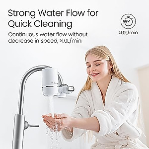Waterdrop Ultra Filtration System for Skin Care, Faucet Water Filter, 320 Gallons Longer Life Faucet, Tap Water Filter, Reduces Chlorine, Fits Standard Faucets, WD-FC-02 (1 Filter Included)
