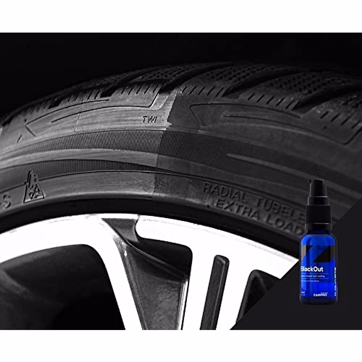 CARPRO CQUARTZ Blackout - Tire Coating and Dressing for Trim and Rubber, Polysiloxane and Durable on Unpainted Resin Materials (50mL)