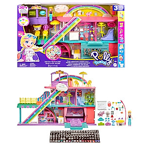 Polly Pocket Sweet Adventures Rainbow Mall, 3 Floors, 9 Play Areas, 35+ Accessories Including 3-inch Polly Doll, Great Gift Ages 4 Years Old & Up