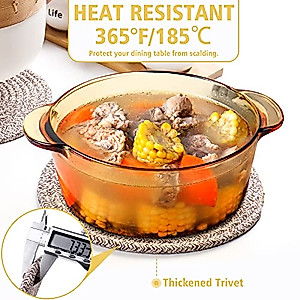 Trivet Round Hot Pads 4pcs 9.5 Inches Diameter 100% Eco Pure Cotton Thread Weave Trivets for Hot Pots and Pans / Kitchen Trivets for Hot Dishes Hot Pot Holders …