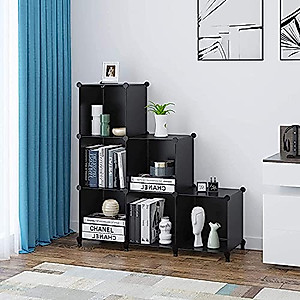 6-Cube Storage Organizer, Closet Organizer Storage shelf Bookcase Bookshelf with Metal Hammer, Storage Cubes Organizer Cabinet for Kids, Closet, Bedroom, Bathroom, (11.8x11.8x11.8 inch), Black