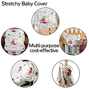 Stretchy Baby Car Seat Cover for Baby Boys and Girls,Multiuse - Nursing Breastfeeding Covers,Shopping Cart/High Chair/Stroller Covers,Infinity Scarf,Car Seat Canopies