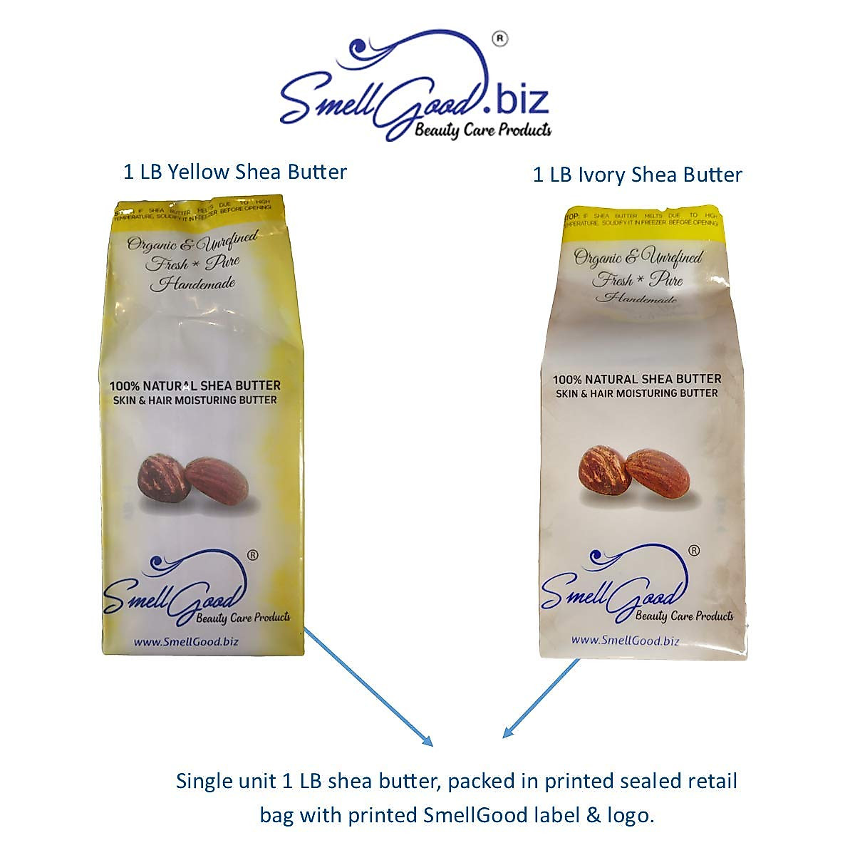 SmellGood Purest Ivory Unrefined African RAW Real Shea Butter 5lbs