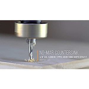 Amana Tool 55227 Carbide Tipped 82 Degree Countersink Set with Adjustable Drill Bit Depth Stop and No-Thrust Ball Bearing 3/8 Dia x 1/8 Drill Dia x 1/4 Inch Quick Release Hex Shank