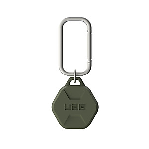 URBAN ARMOR GEAR UAG Designed for AirTag Case Scout Rugged Anti-Scratch Lightweight Silicone Protective Cover Holder with Carabiner Attachment for Keys, Pets, Backpacks - Olive