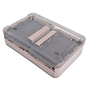 plplaaoo Stackable Storage Bin, 35L Plastic Storage Bin with 4 Wheel, Pink Double Door Foldable Storage Box with Lid for Office Home Bedroom, fits for Groceries Clothes Stationery