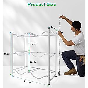 ZOTO 5 Gallon Water Jug Stand Water Bottle Holder, 3 Tiers Water Jug Holder Storage Rack for 6 Bottles, Heavy Duty Detachable Steel for Home and Office(Silver)