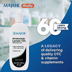 Major Ammonium Lactate 12% Moisturizing Lotion - Lactic Acid Lotion - Helps Moisturize and Soften Rough, Dry Skin - Daily Body Lotion - Fragrance-Free - 8 Oz