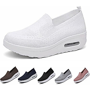 Women‘s Orthopedic Sneakers,Diabetic Shoes for Women,Orthopedic Shoes for Women,Womens Air Cushion Slip-On Walking Shoes,Women‘s Orthopedic Walking Shoes,Breathable Comfortable (White, numeric_7)
