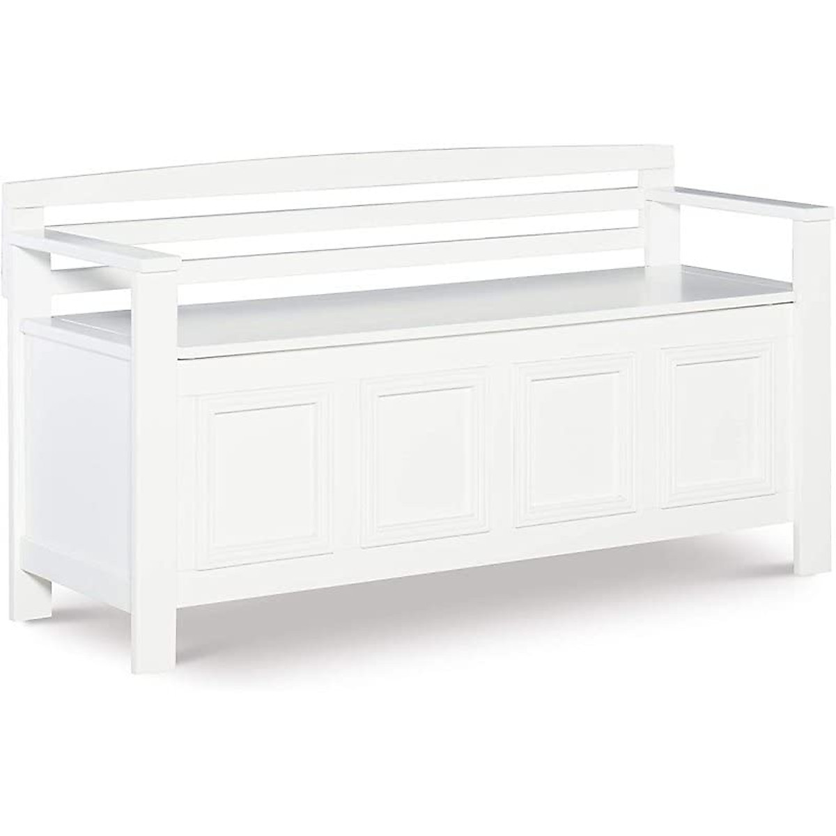 Pemberly Row Entryway Storage Bench in White with Flip-top Lid