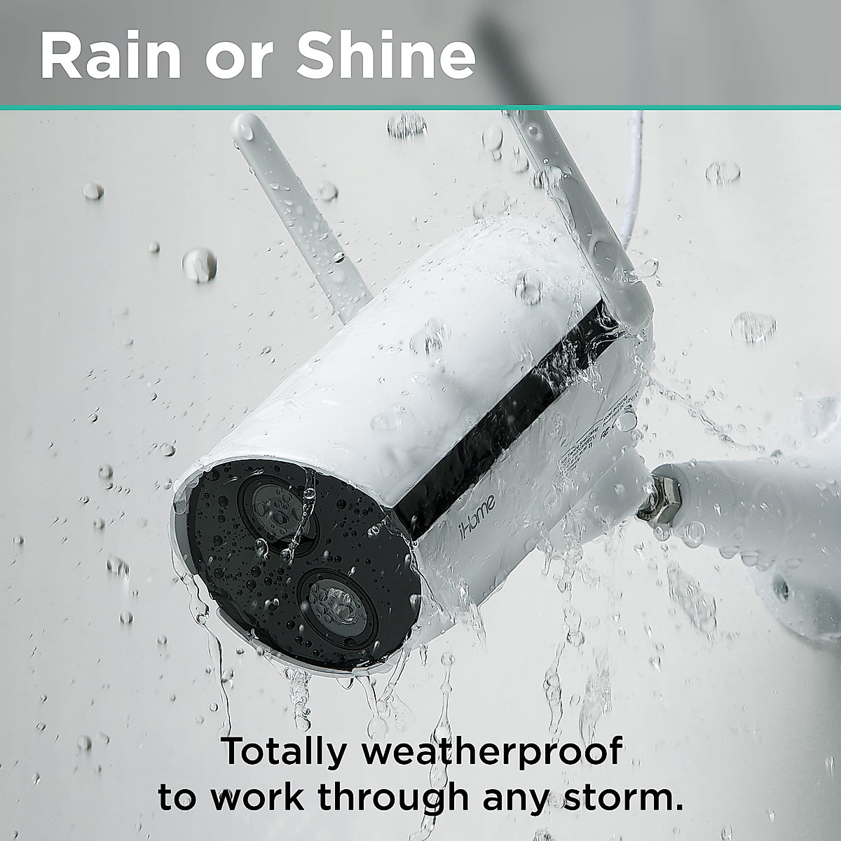 iHome ROTO Smart Outdoor WiFi Auto-Tracking Security Camera, IP65 Weatherproof Camera with 2-Way Audio, Night Vision, and Motion Alerts, 1080p HD