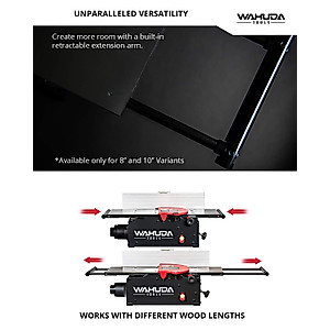 Wahuda Tools Jointer - 10-inch Benchtop Wood Jointer, Spiral Cutterhead Portable Jointer, Cast Iron Tables w/Pull Out Extensions, 4-Sided Carbide Tips & 12amp Motor, Woodworking Tools (50110CC-WHD)