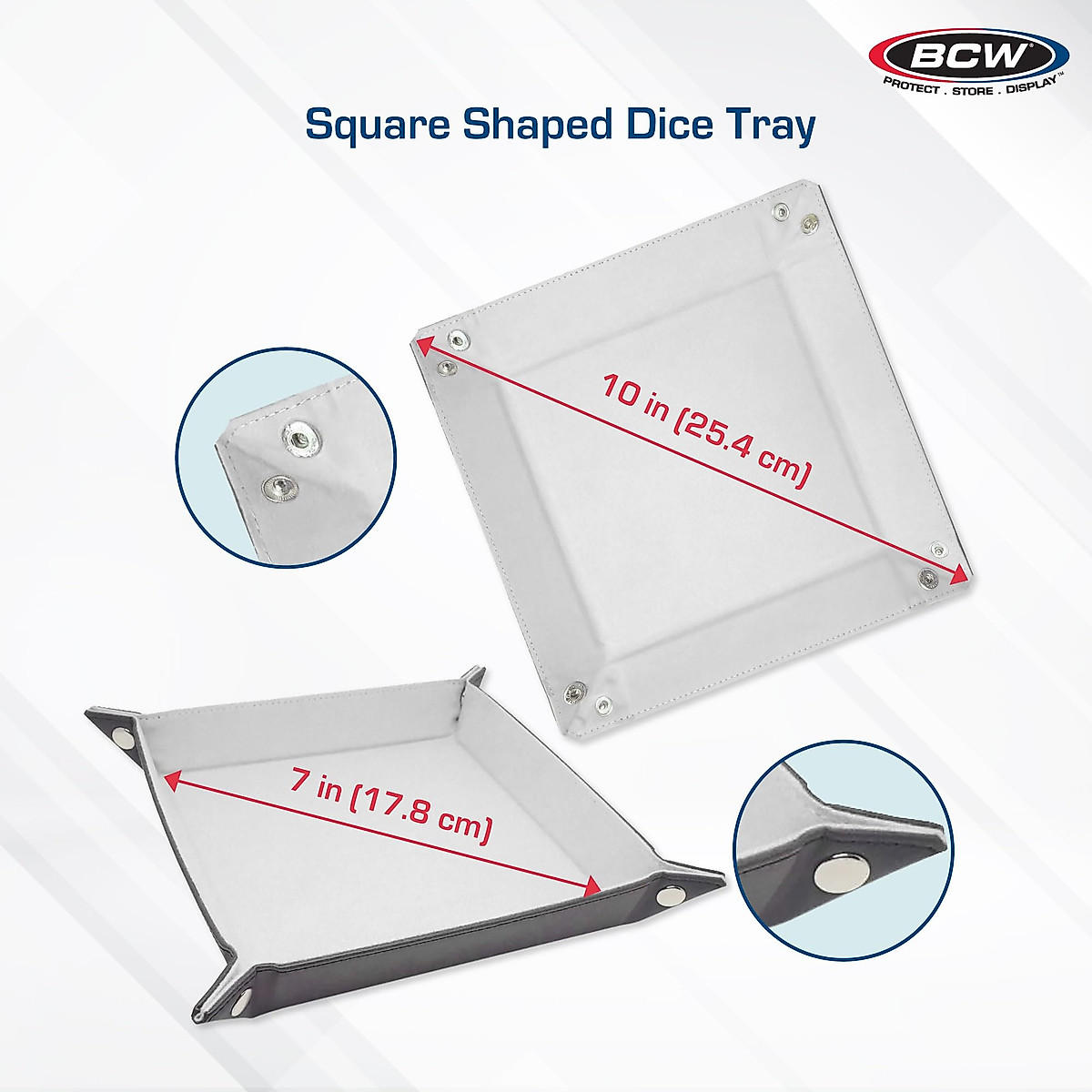 BCW Square Dice Tray - White | 7x7 Inches | Ideal for Dungeons and Dragons, Pathfinder, etc | Dice Rolling Tray Gaming Accessory for Tabletop RPGs and Board Games…