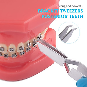 ANNWAH 3 Pieces Dental Reverse Action Tweezers - Orthodontic Bracket Placer Cross Locking Tweezer Dental Buccal Tube Tweezer De Bonding Tweezers
