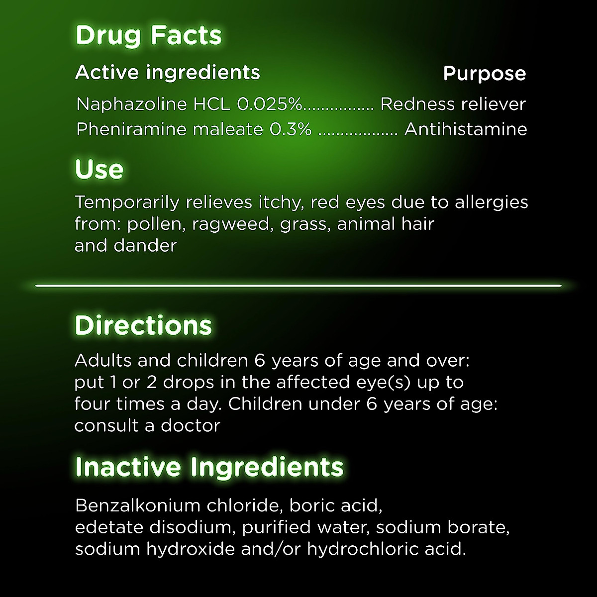 Visine Allergy Eye Relief Multi-Action Antihistamine & Redness Reliever Eye Drops with Pheniramine Maleate & Naphazoline HCl, Eye Drop Treatment for Red, Itchy, Allergy Eyes, 0.5 fl. oz