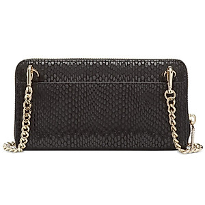 DKNY Sally Leather Zip Around Wallet on a Chain - Black