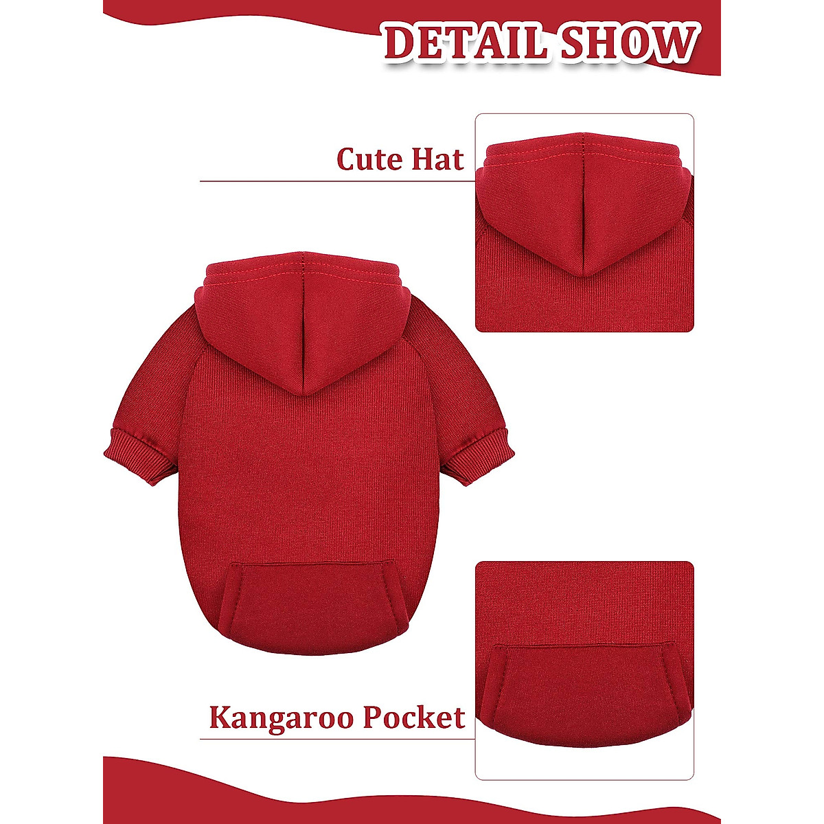 Syhood 4 Pieces Small Dog Sweaters Dog Hoodie Clothes with Hat for Small Dogs Chihuahua Clothes with Pocket Puppy Pet Winter Clothes Warm Hoodies Coat Sweater Shirt(M)