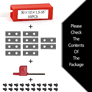 30mm Carbide Inserts Cutters Scraper Blades 1.18" 2 Edges for Paint Scrapers Woodworking Spiral Helical Planer Cutter Head Flush Trim Bit Lathe Turning Tools, 30x12x1.5mm 10pcs
