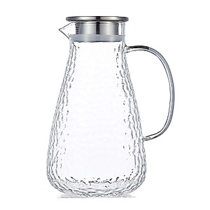 Karafu Glass Pitcher with Lid, Safe Packing, 78 Oz Heat Resistant Water Jug for Hot/Cold Water, Ice tea and Juice Beverage Clear