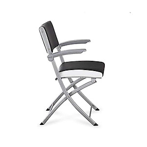 VejiA Metal Folding Chair, Office Chair Metal PU Soft Bag Seat Conference Dining Chair Home