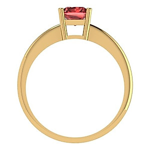 Clara Pucci 1.0 ct Radiant Cut Solitaire Natural VVS1 Red Garnet Engagement Bridal Promise Anniversary Ring 18K Yellow Gold Size 9.75
