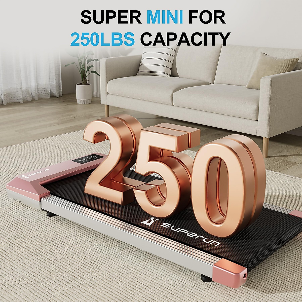 SupeRun Walking Pad, Under Desk Treadmill, 3 in 1 Portable Treadmill with Remote Control LED Display, 2.2 HP Quiet Walking Jogging Machine for Office Home Use, 250 Lbs Capacity