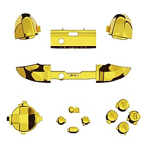 eXtremeRate Replacement Buttons for Xbox Core Wireless Controller, Chrome Gold Glossy Custom LB RB LT RT Bumpers Trigers Dpad ABXY Start Back Sync Share Keys Parts for Xbox Series X & S Controller